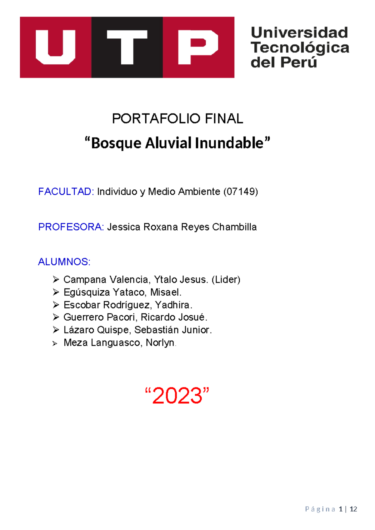 Portafolio Final Campana Valencia - PORTAFOLIO FINAL “Bosque Aluvial ...