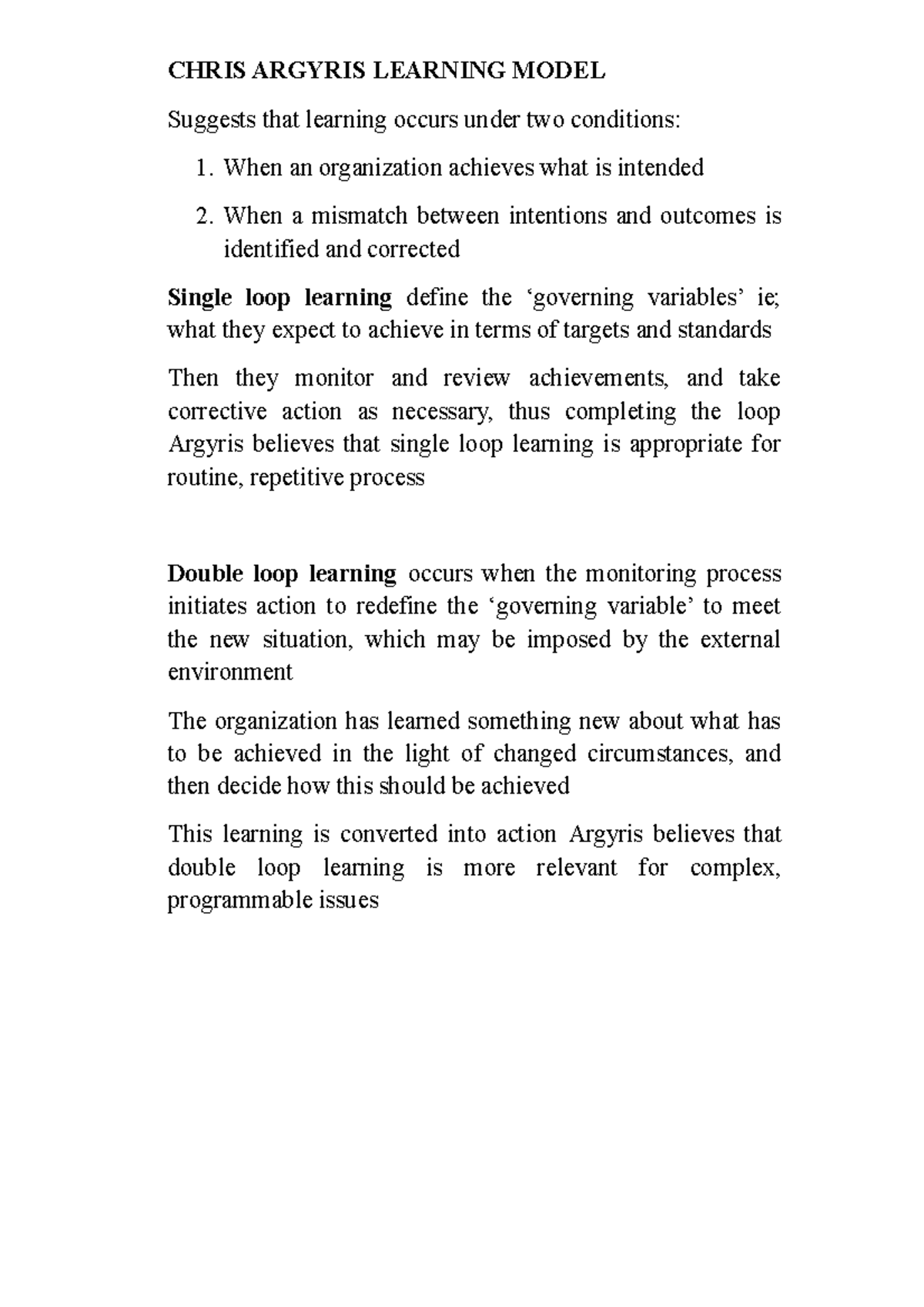 Chris Argyris Learning Model - CHRIS ARGYRIS LEARNING MODEL Suggests ...