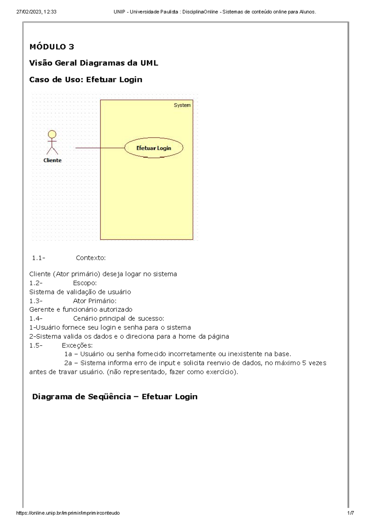 UNIP 5 - 259S - ANALISE DE SIST ORIENT A OBJET - MÓDULO 3 Visão Geral ...