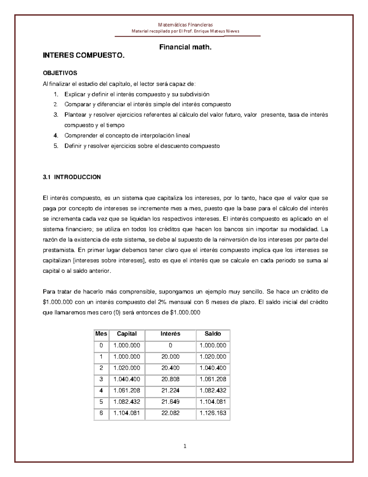 Interés compuesto - Material recopilado por El Prof. Enrique Mateus ...