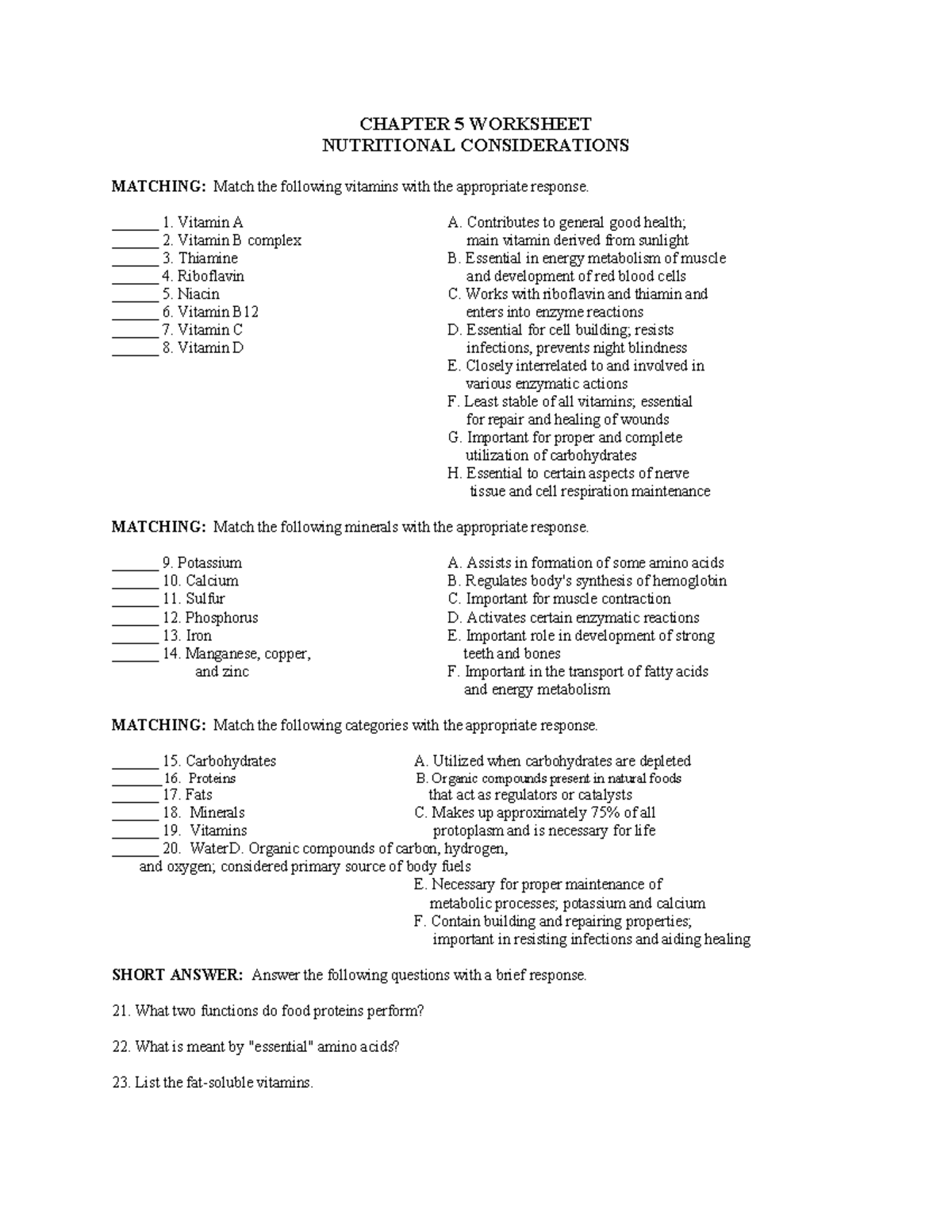 Chapter 5 Worksheet Nutritional Considerations - CHAPTER 5 WORKSHEET ...
