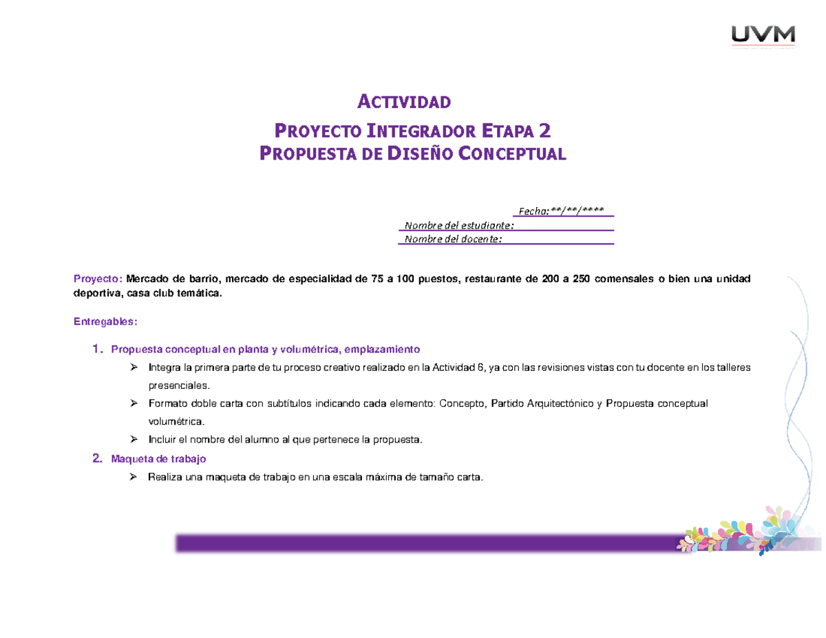 U2 Actividad 7 Proyecto Integrador Etapa 2 - ACTIVIDAD PROYECTO INTEGRADOR ETAPA 2 PROPUESTA DE ...