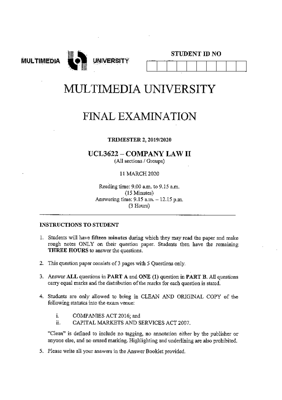 Past year question in mmu melaka - Criminal Law - Studocu