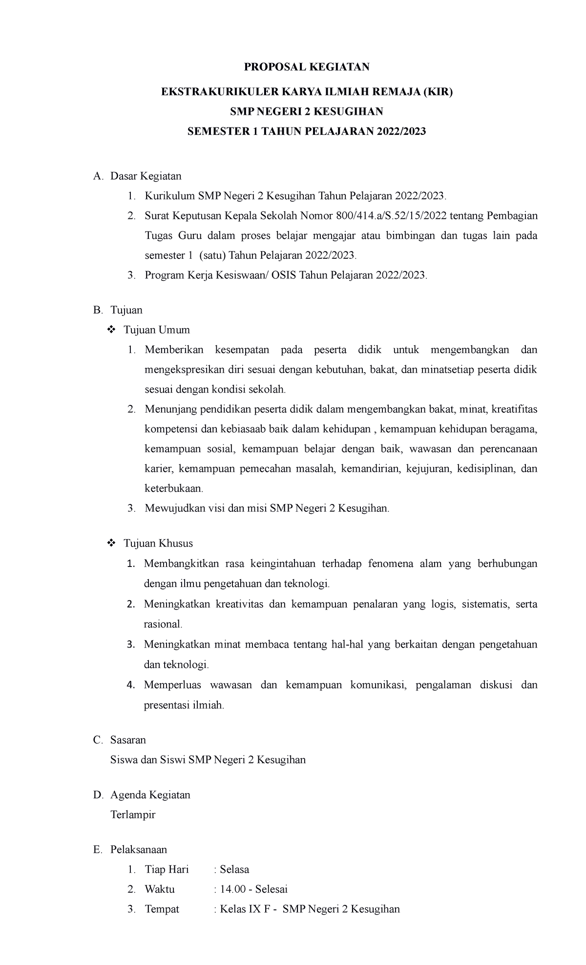 Proposal ekstra - basket - PROPOSAL KEGIATAN EKSTRAKURIKULER KARYA ...