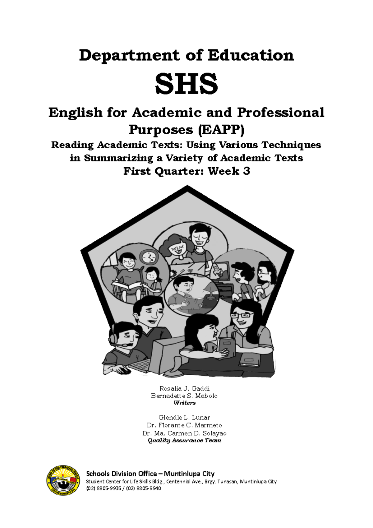EAPP SLEM Q1 W3 - English - Department of Education SHS English for ...