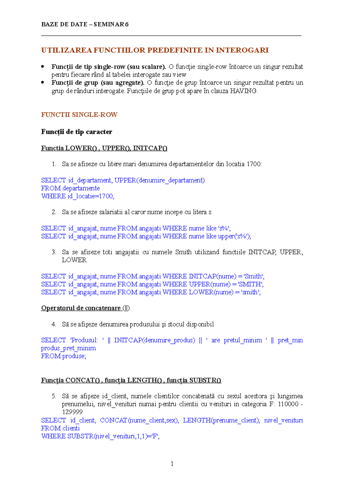 Seminar 6 Functii Rezolvari - - Studocu