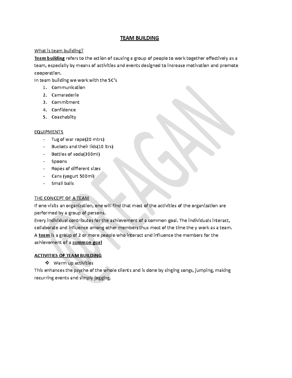 Team Building-a clear description of what team building is and major ...