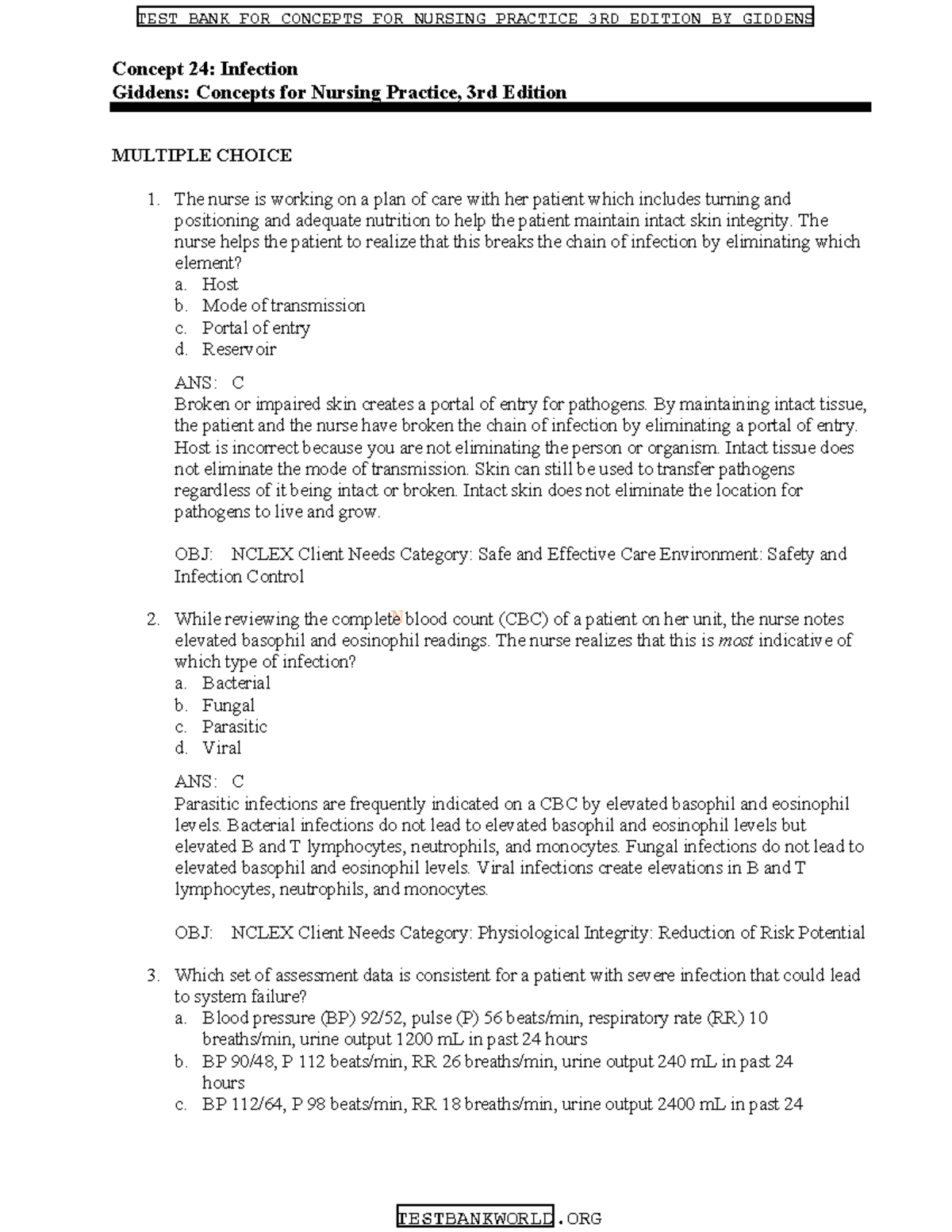 1 - Giddens Concept Chapter 24 Population Health - TEST BANK FOR ...