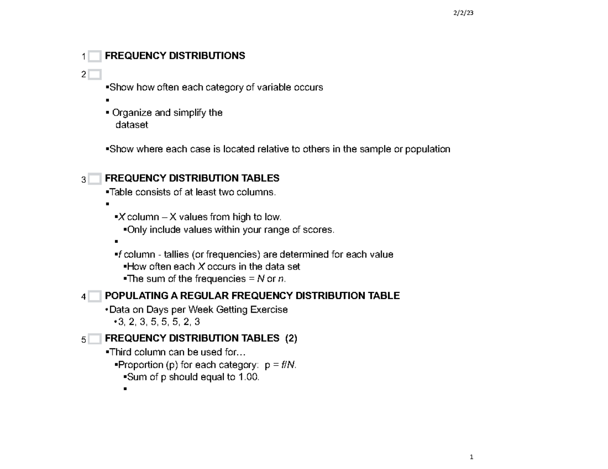 Frequency Distributions and Graphs - Studocu
