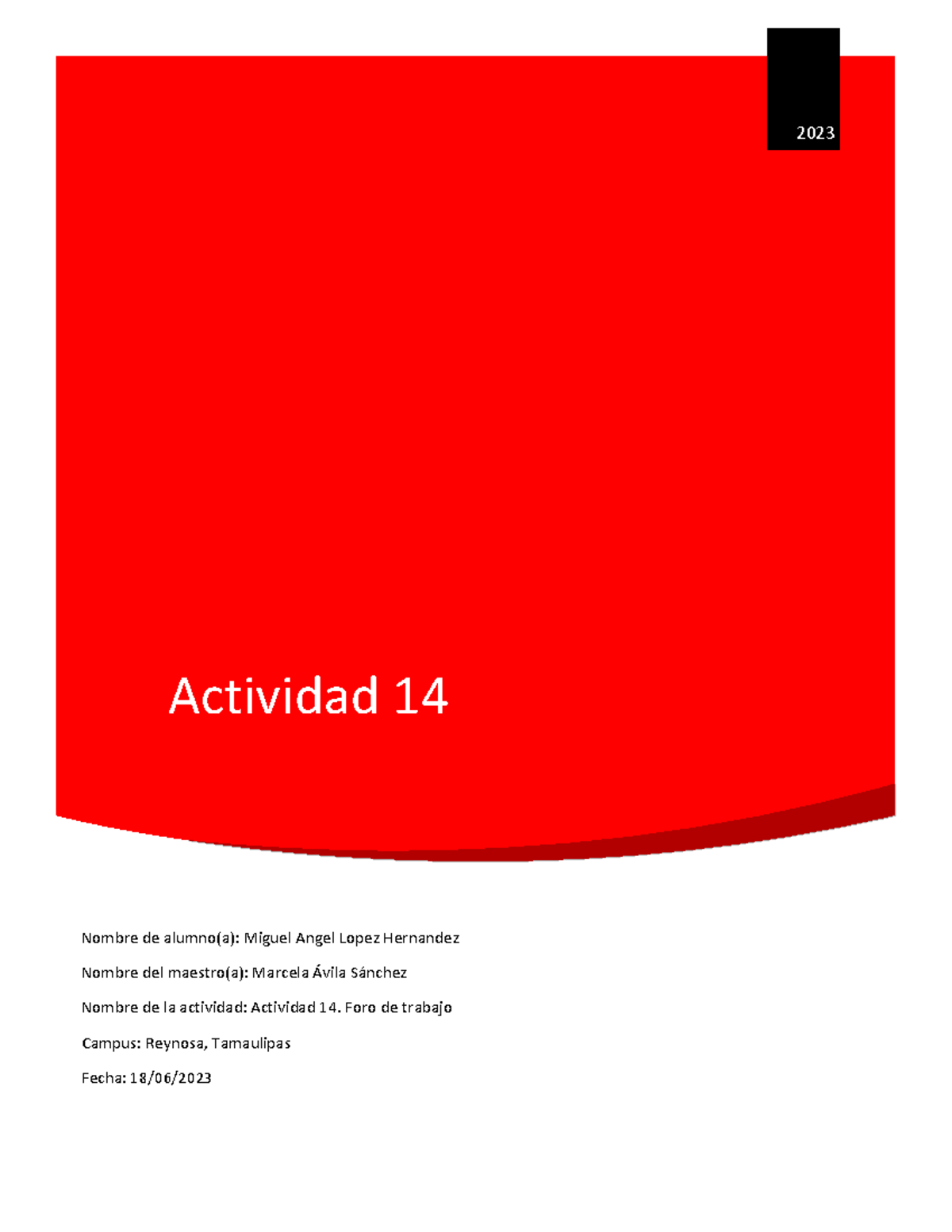 Act14 MALH foro de trabajo - Literature - Studocu