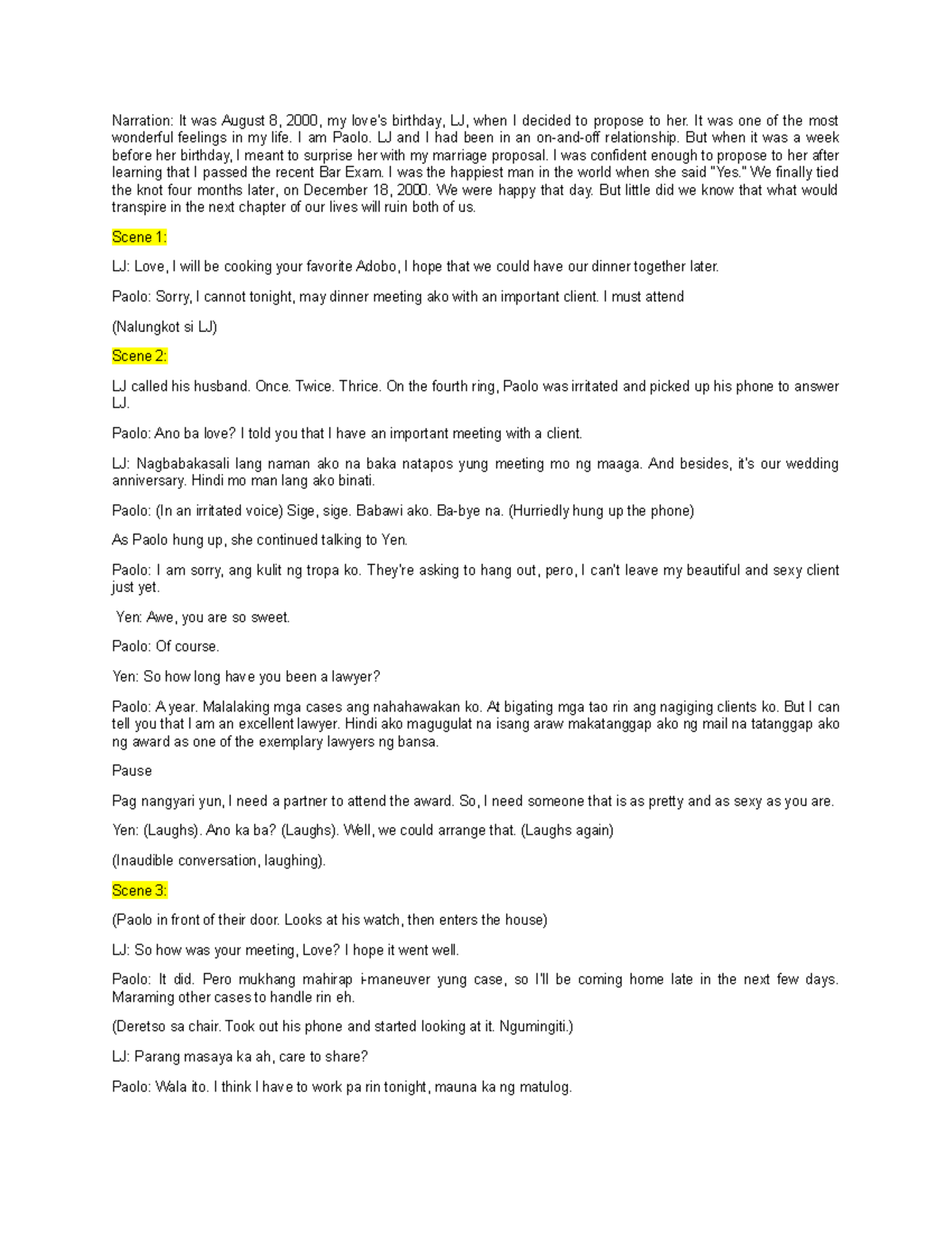 Draft-Script-for-Ethics Group-2 - Narration: It was August 8, 2000, my love’s birthday, LJ, when ...