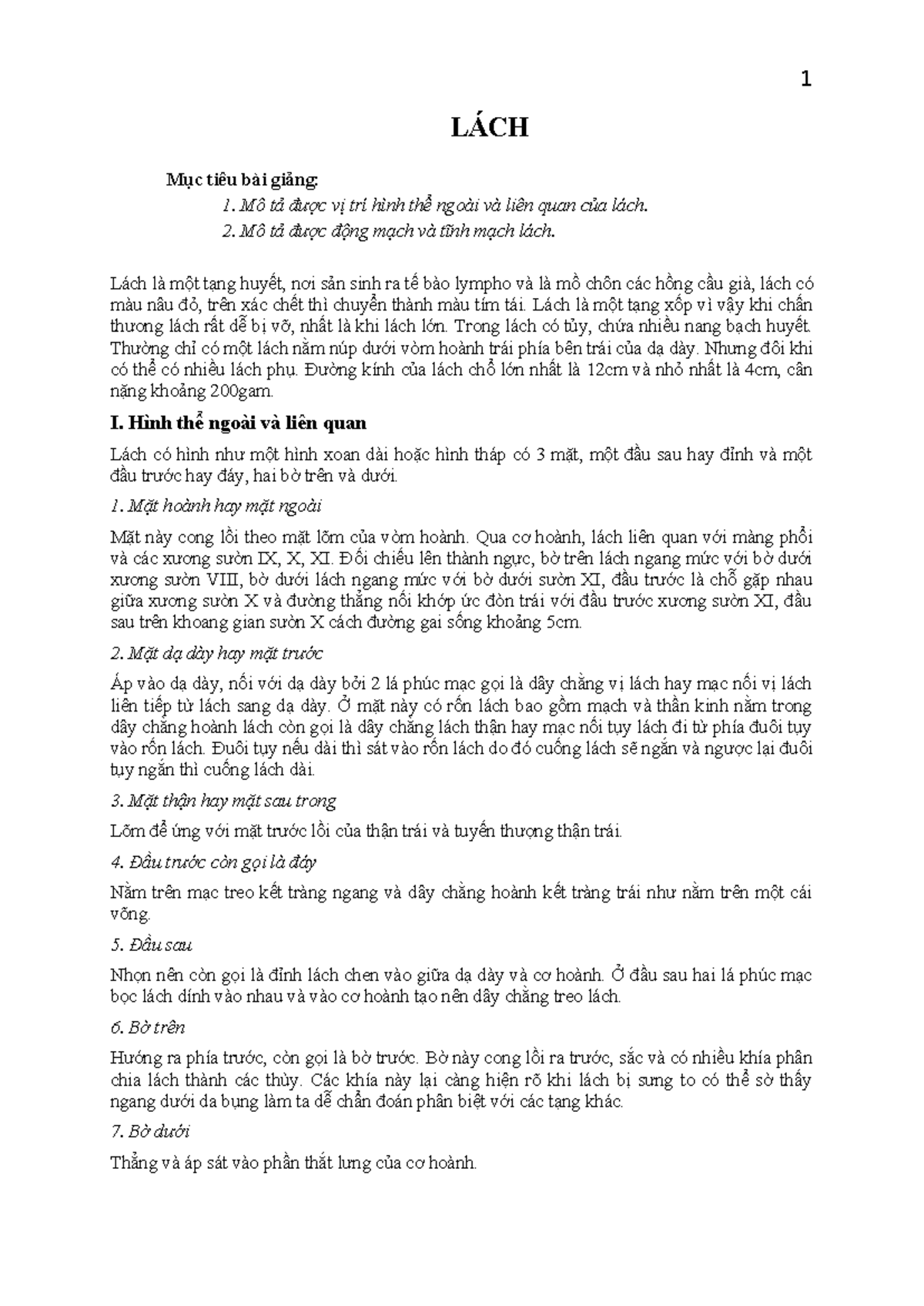 20 lach - giai phau - LÁCH Mục tiêu bài giảng: 1. Mô tả được vị trí ...