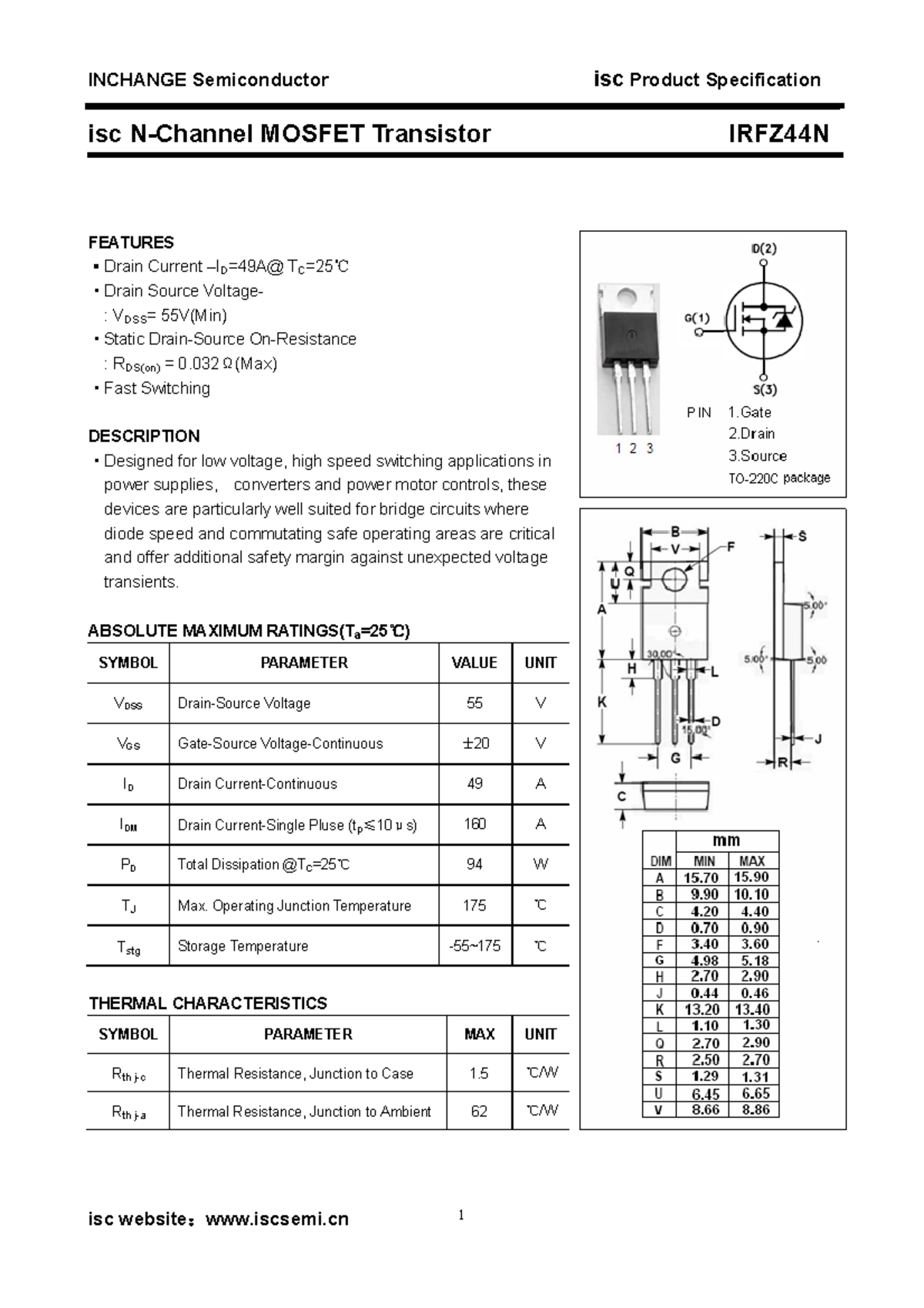 Datasheet - Documento - INCHANGE Semiconductor isc Product ...