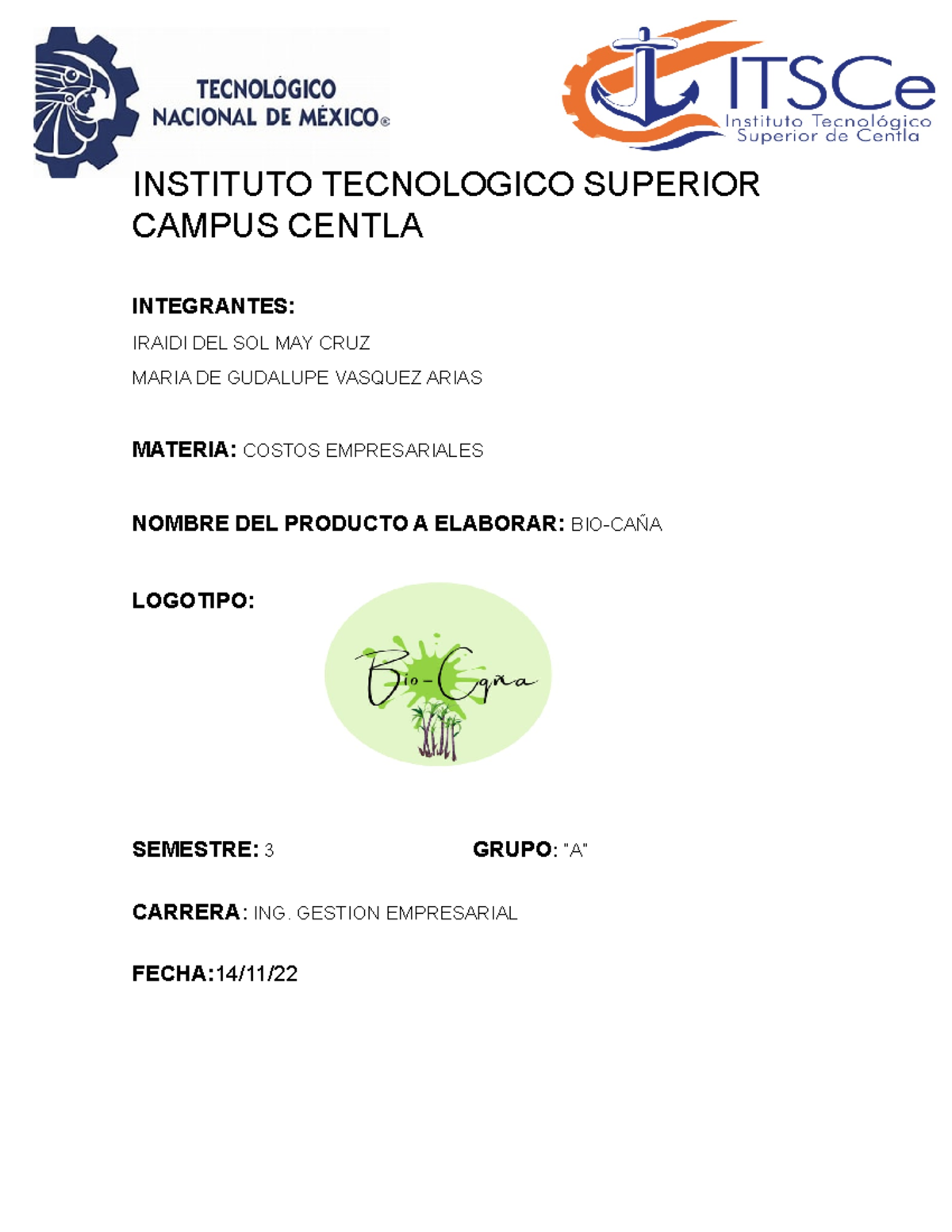 4 etapa del proyecto.U5costos emp - INSTITUTO TECNOLOGICO SUPERIOR ...