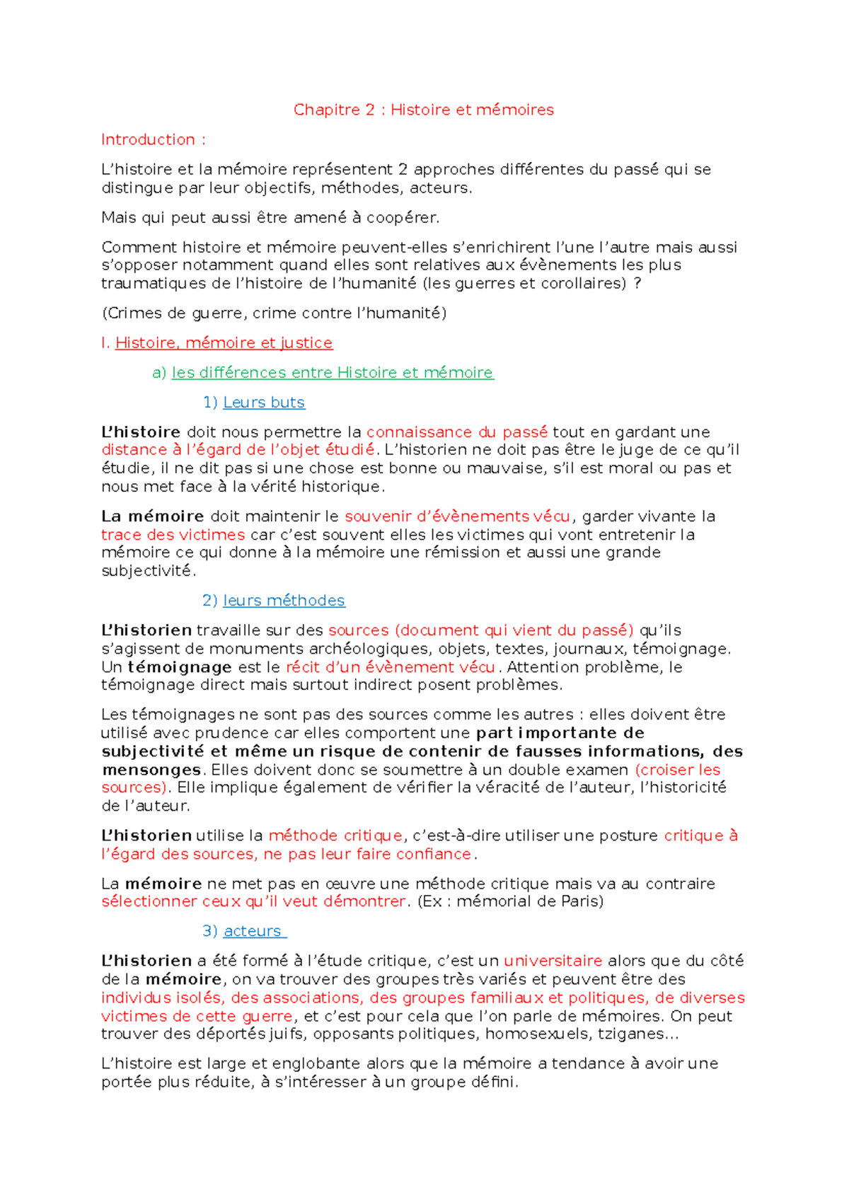 Chap 2 histoire et mémoire - Chapitre 2 : Histoire et mémoires ...