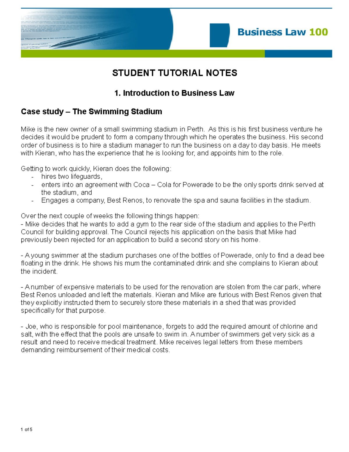 Topic 1 - Student Tutorial Notes sem1 2018 - STUDENT TUTORIAL NOTES 1 ...