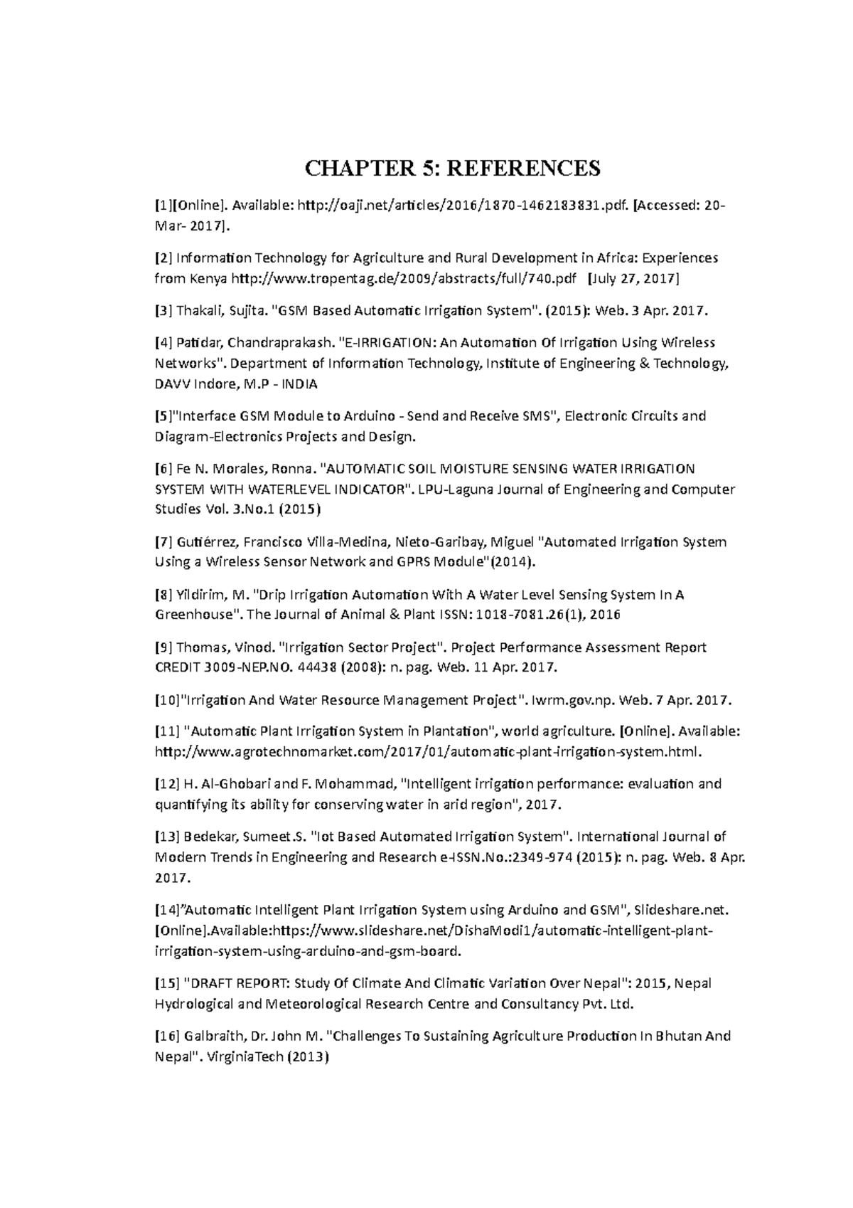 Sajilo Agronomy Chapter 5 - CHAPTER 5: REFERENCES [1][Online]. Available: - Studocu