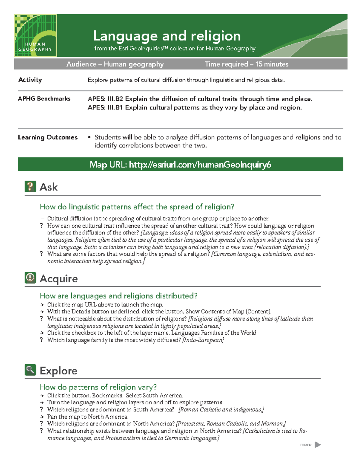 6 languagereligion aphg geoinquiry - from the Esri GeoInquiries ...