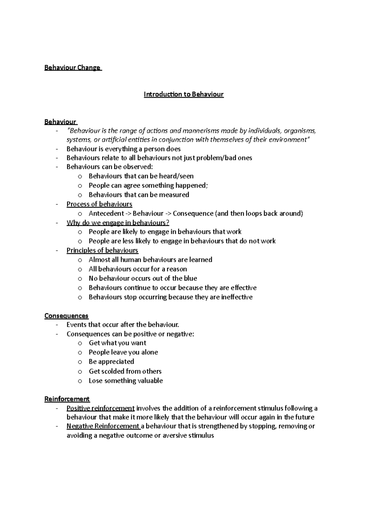 Lecture 3 - Intro to Behaviour - Behaviour Change Introduction to ...