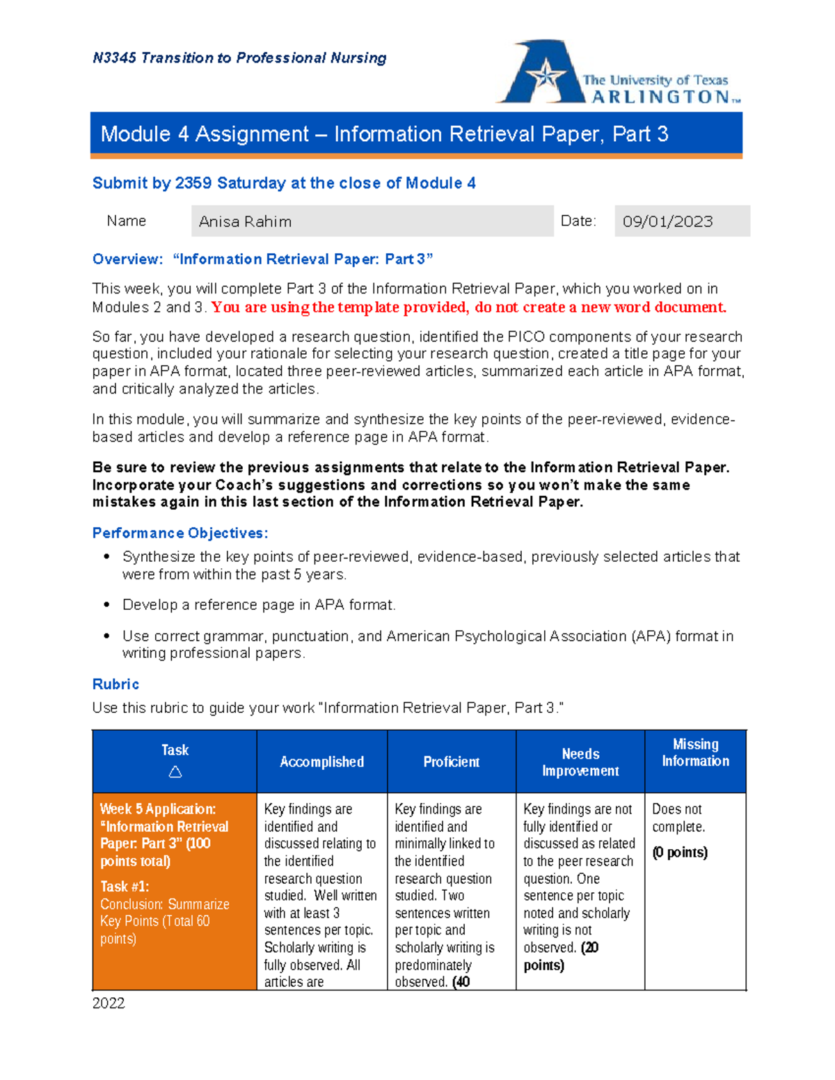 N3345 Module 4 Information Retrieval, Part 3 -1 (1) - Submit by 2359 ...