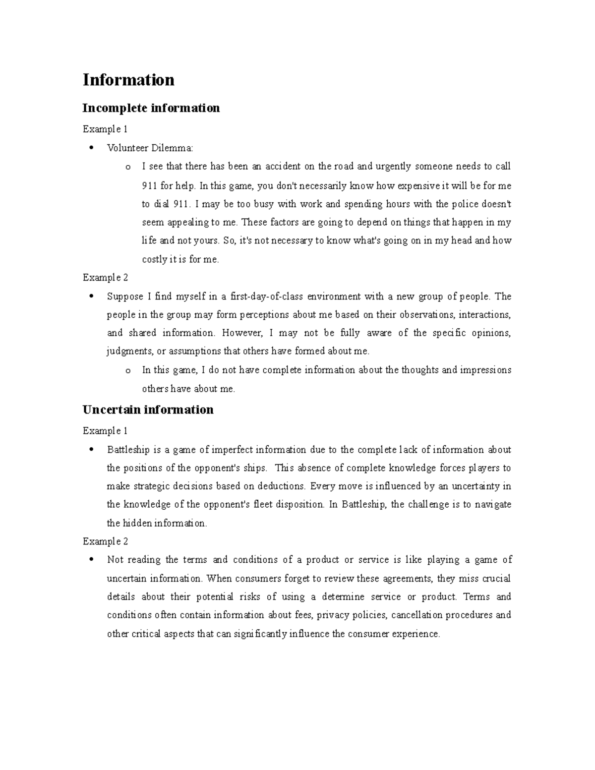 Information - incomplete and uncertain information - Information ...