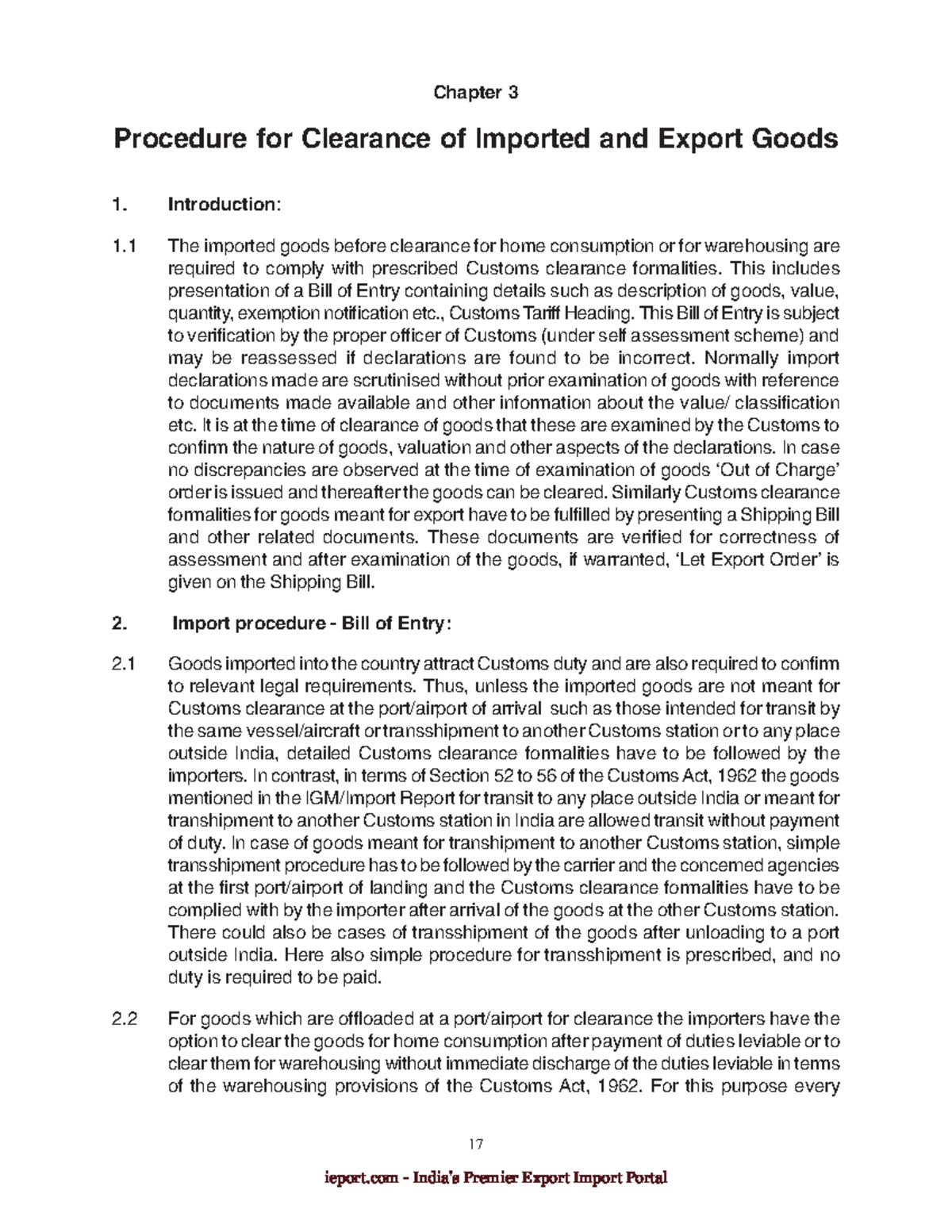 Customs-manual-2012 - None - 17 Chapter 3 Procedure for Clearance of ...