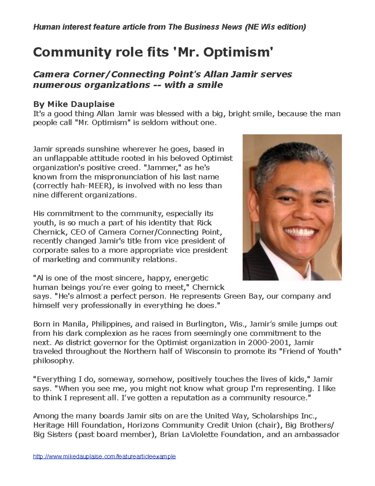 Allanjamir - Hello - Community role fits 'Mr. Optimism' Camera Corner ...