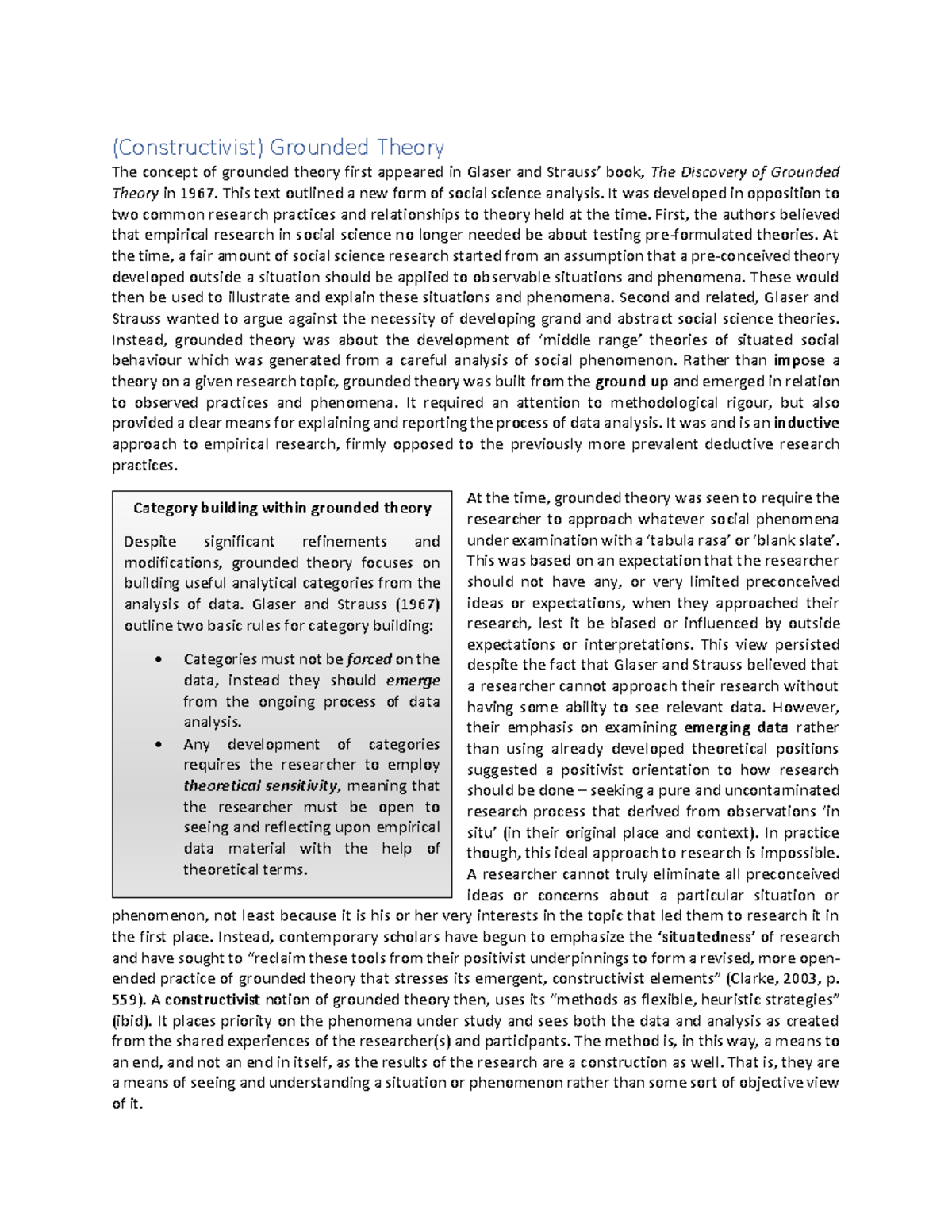 (Constructivist) grounded theory - (Constructivist) Grounded Theory The ...