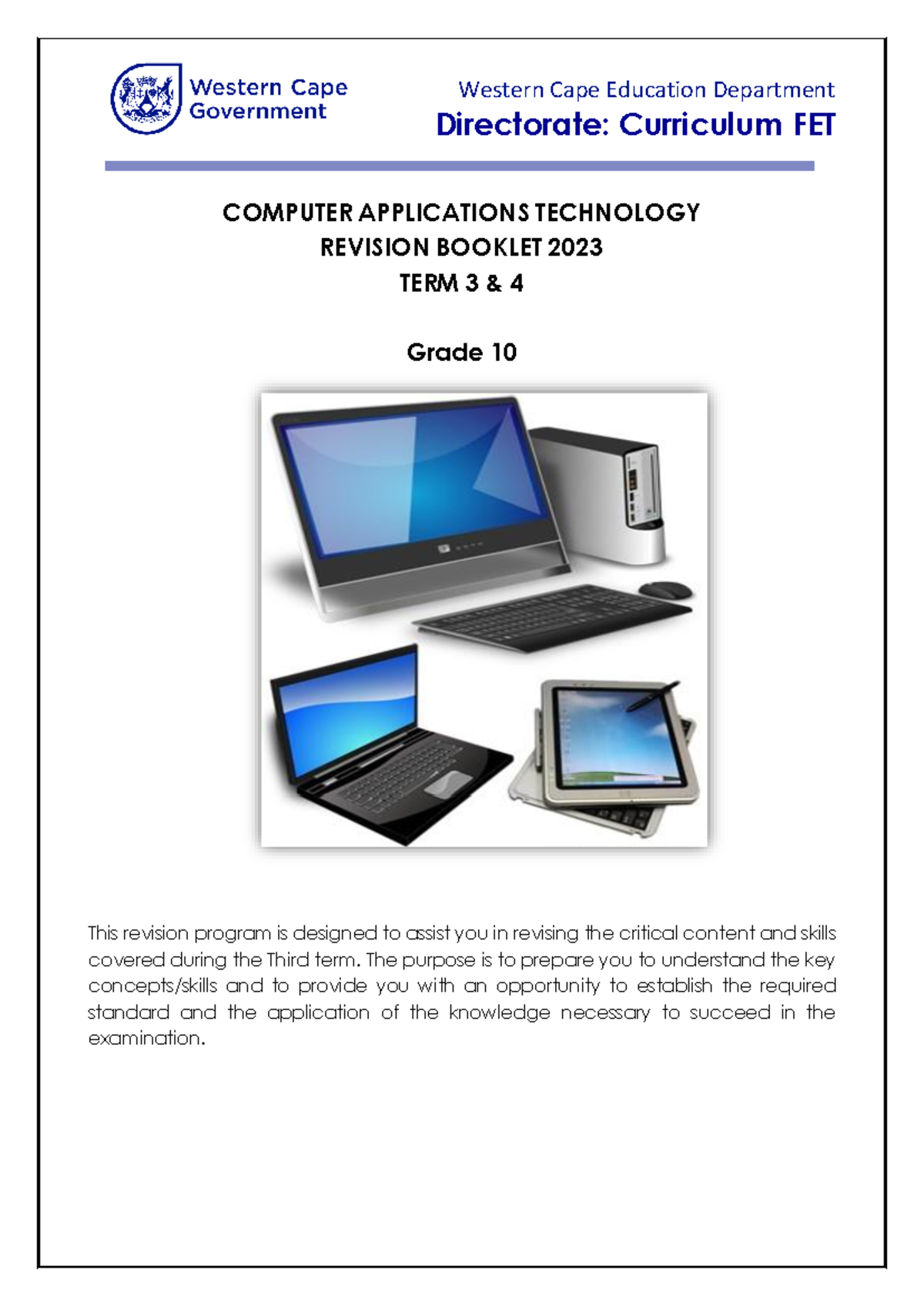 CAT Grade 10 Revision package Year end pdf - Western Cape Education ...
