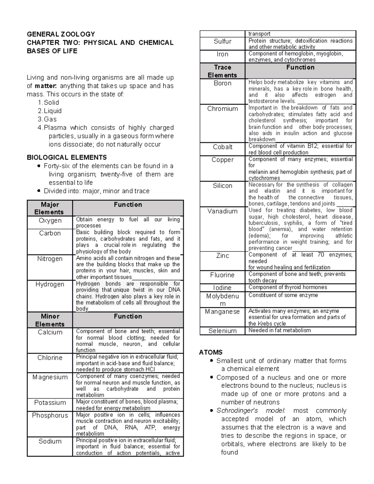 Genzoo 2 - Lecture notes 1-2 - GENERAL ZOOLOGY CHAPTER TWO: PHYSICAL ...