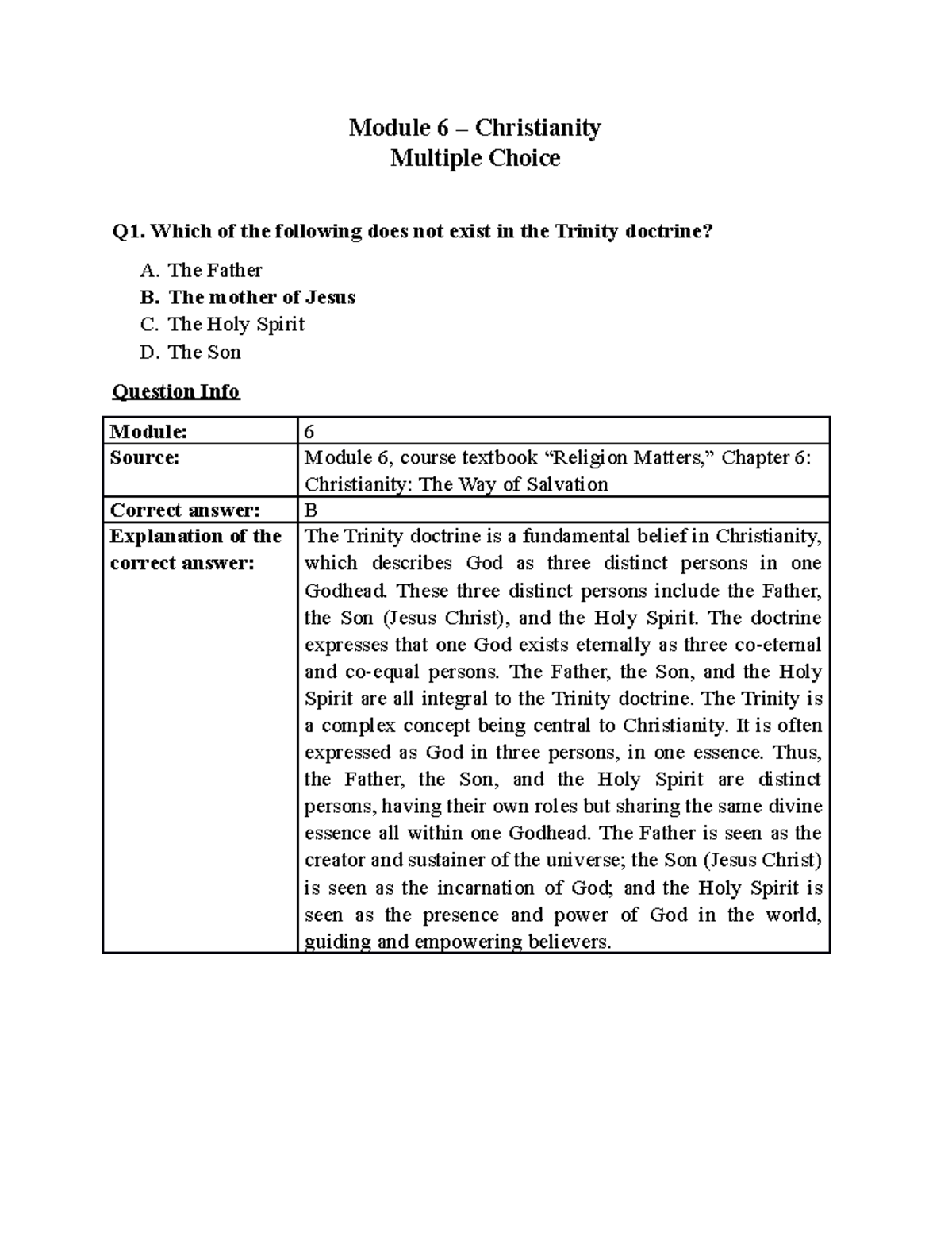 RELS131 - Module 6 MC - Multiple choice assessment - Module 6 ...