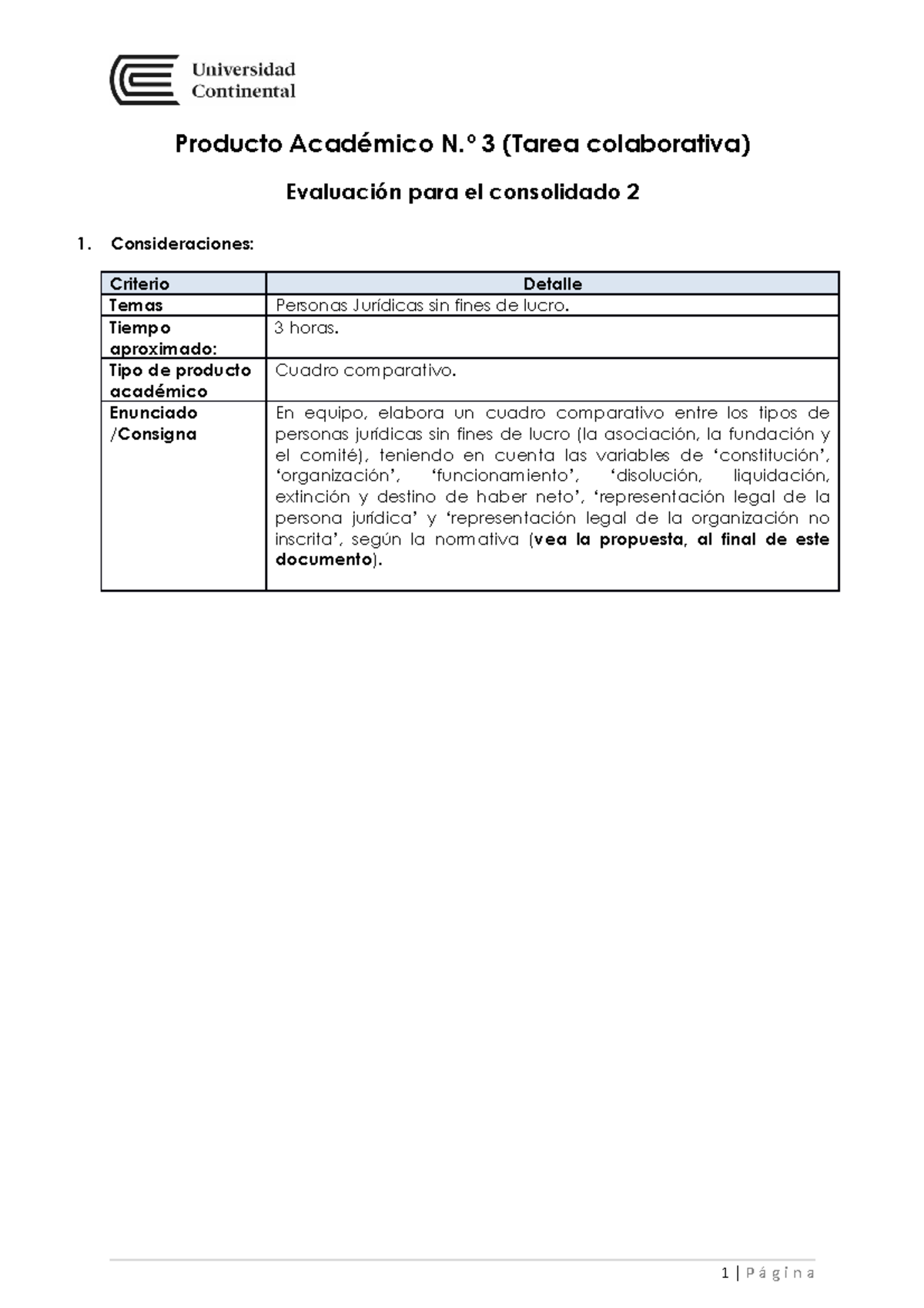 Producto académico N.° 3 (Tarea) - Producto Académico N.º 3 (Tarea colaborativa) Evaluación para ...