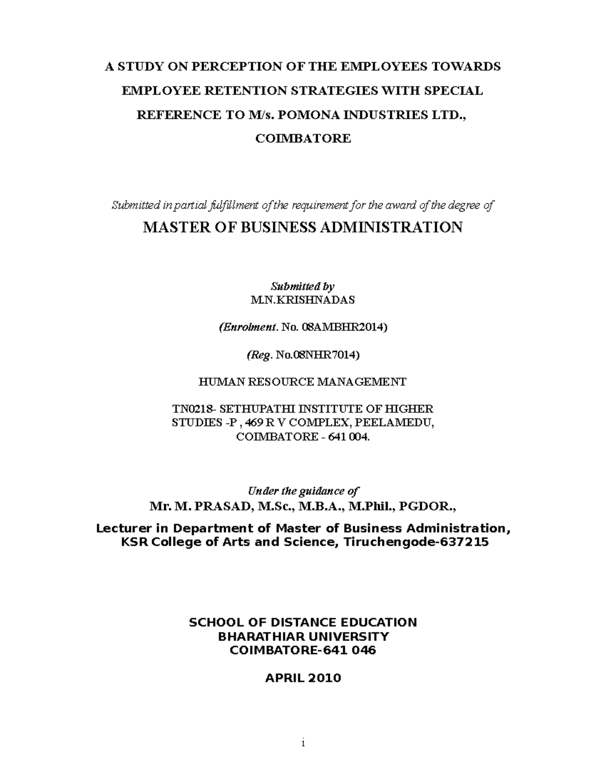 Mbaprojectdocument - MBA project report - A STUDY ON PERCEPTION OF THE ...