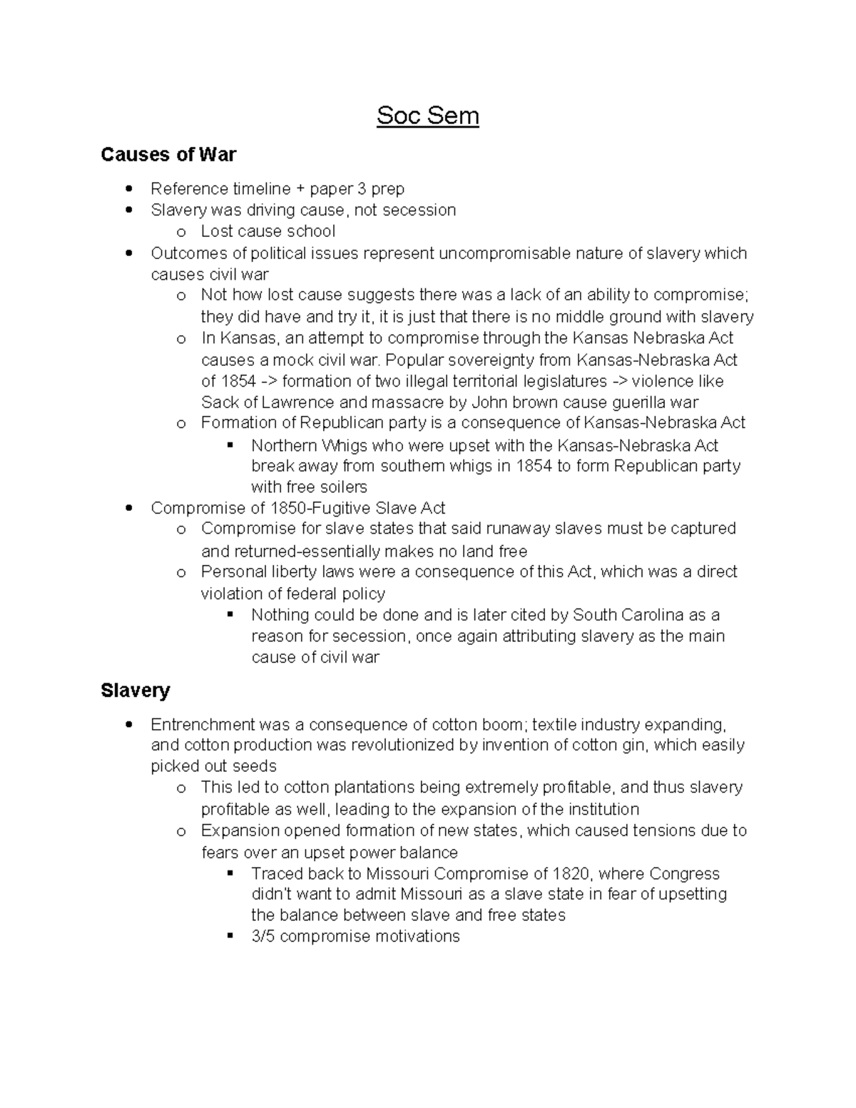 Soc Sem Civil War - Soc Sem Causes of War Reference timeline + paper 3 ...
