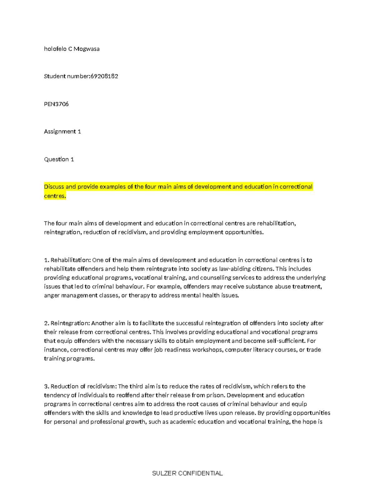 Assignment 1 PEN3706 - holofelo C Mogwasa Student number: PEN ...