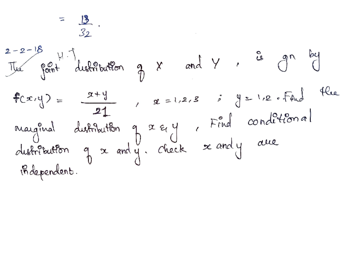 Unit-2 - Applied probability and statistics - 13 , 32 H T The joint ...