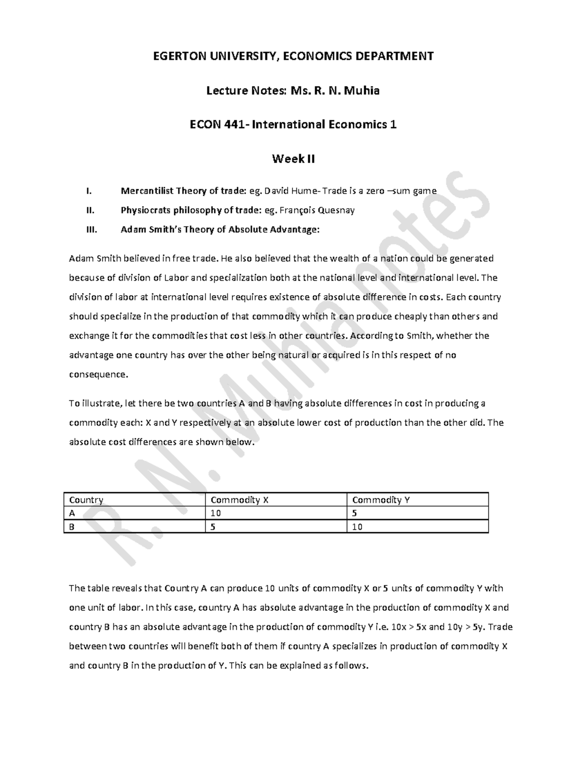 ECON 441 Notes Chapter II-1 - EGERTON UNIVERSITY, ECONOMICS DEPARTMENT ...