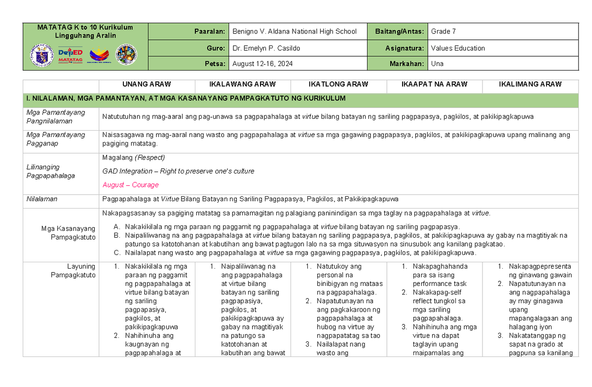 1723951953-121 - matatag dlp - MATATAG K to 10 Kurikulum Lingguhang ...