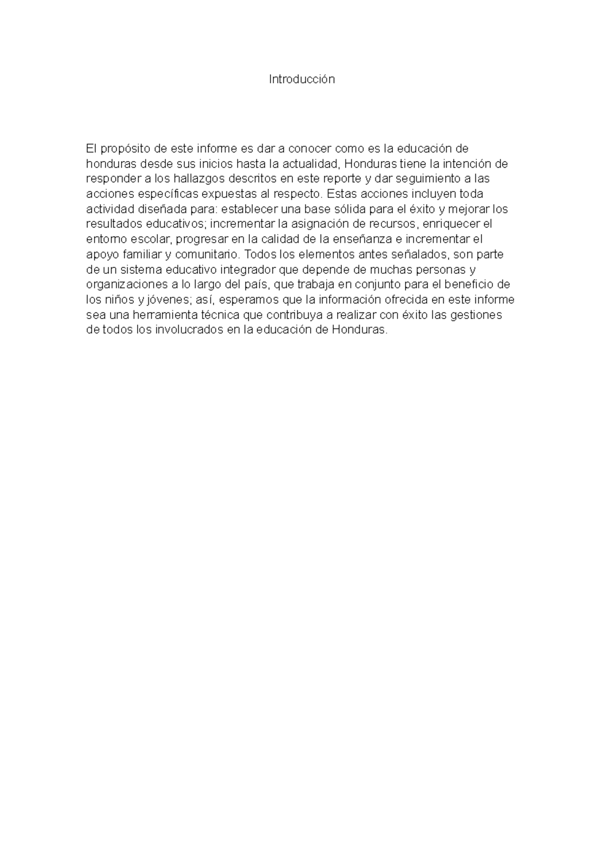 Introduccion y concluciones - Introducción El propósito de este informe ...