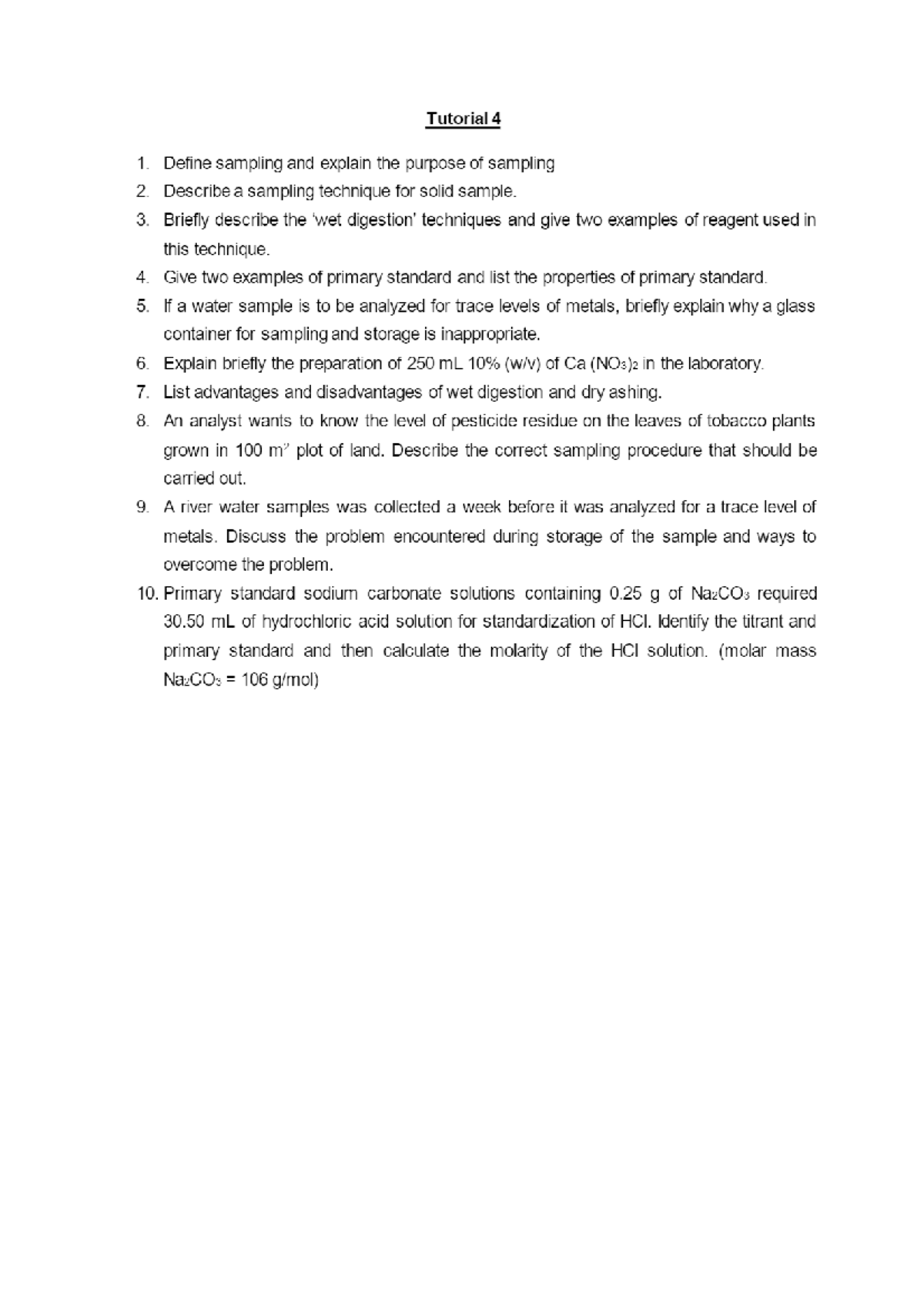 TUTO C4 - TUTORIAL - Tutorial 4 1. Define sampling and explain the purpose of sampling 2 ...