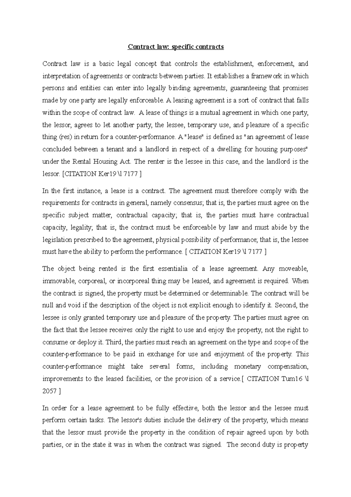 Specific Contracts - Contract law: specific contracts Contract law is a ...