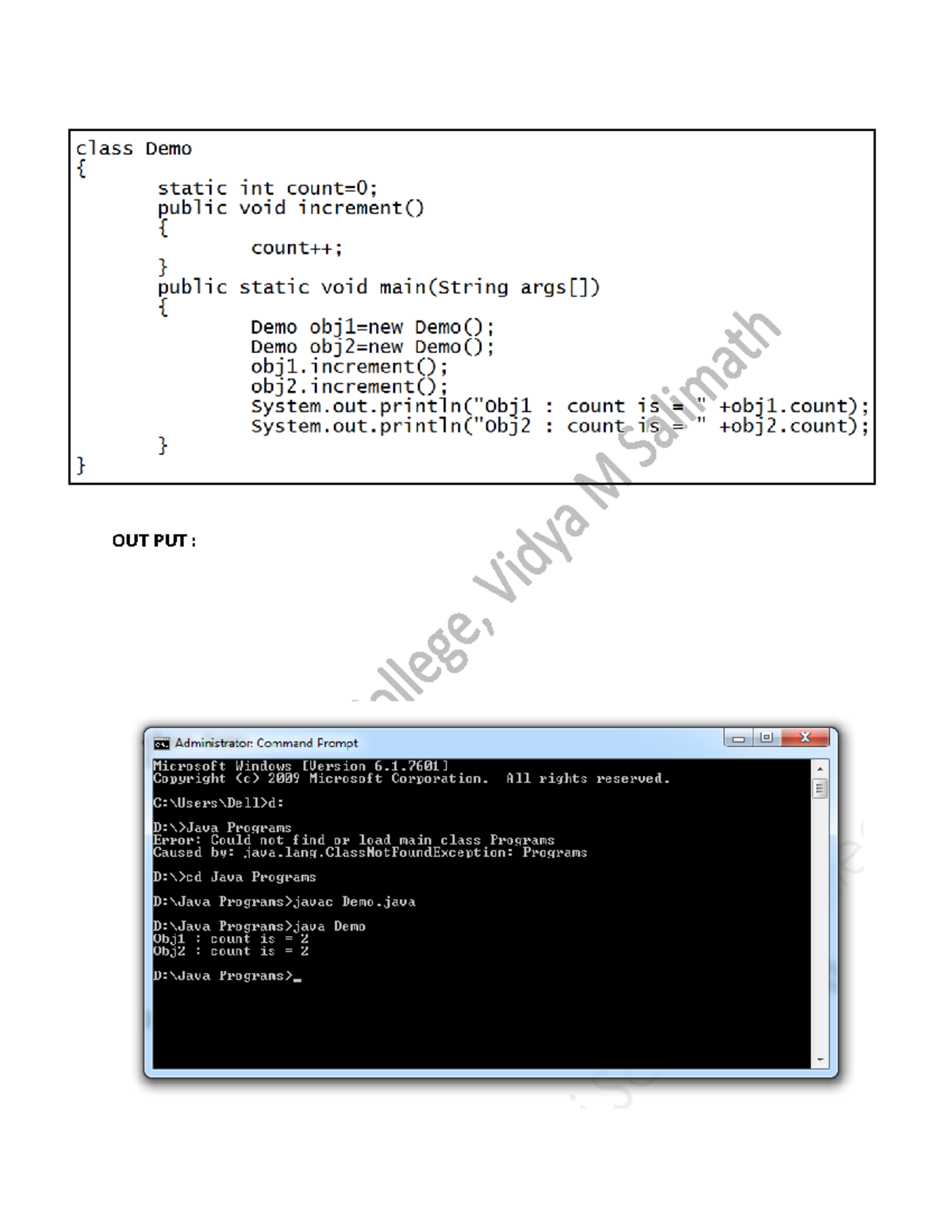 Java labprog - class Demo static int public void increment( () public static void main(String ...