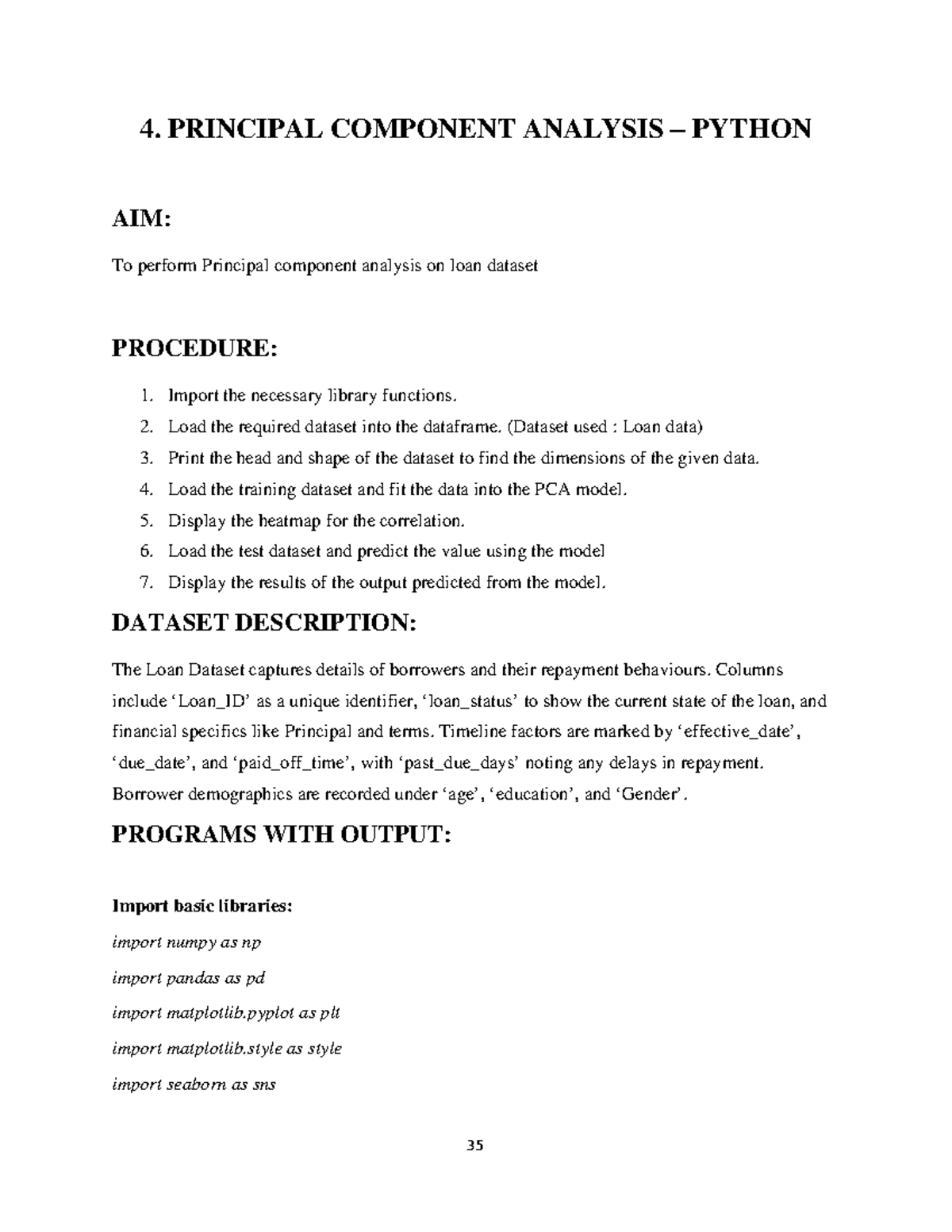 Multivariate Tutorial 4 - 4. PRINCIPAL COMPONENT ANALYSIS – PYTHON AIM ...