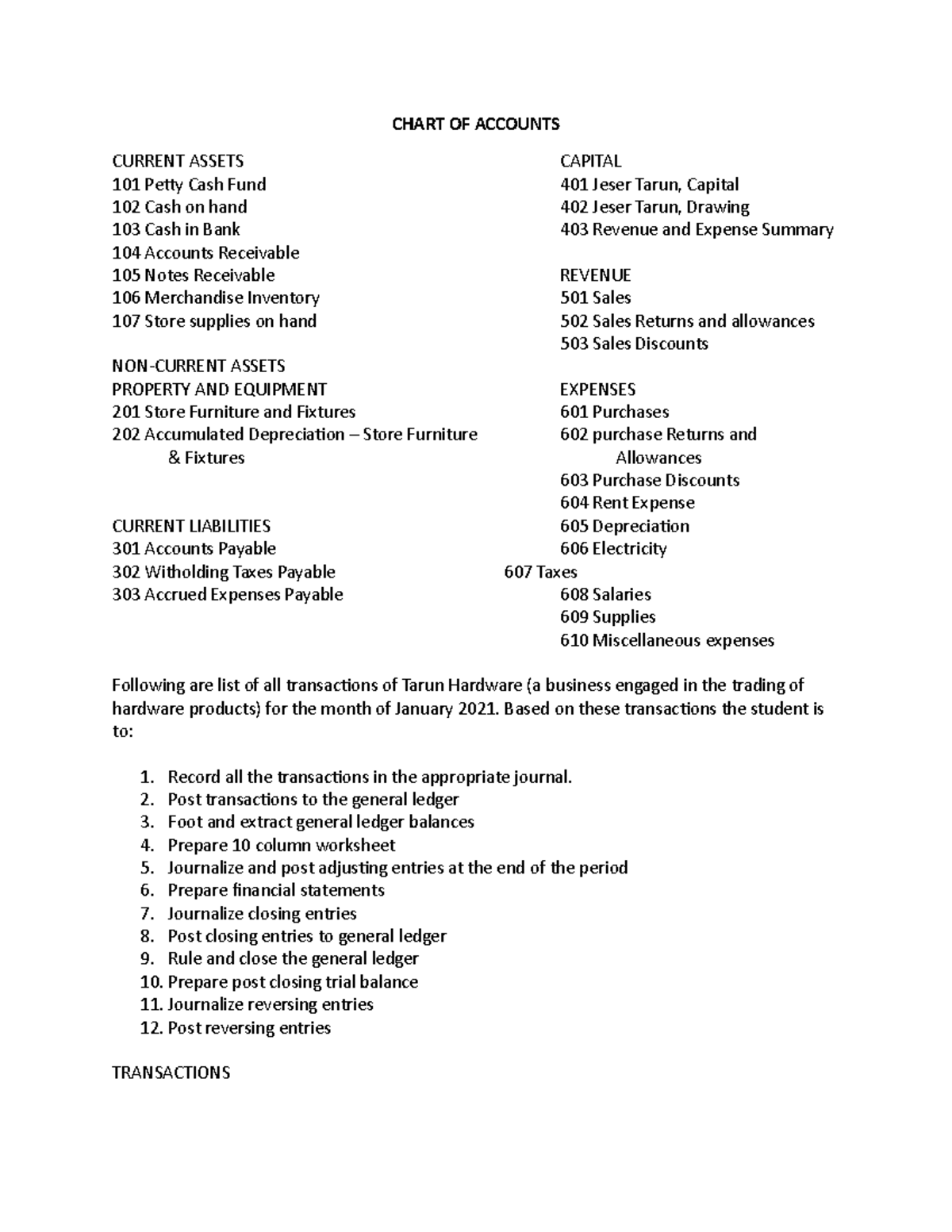 Transactions - FAR- Transaction example - Accountancy - Studocu