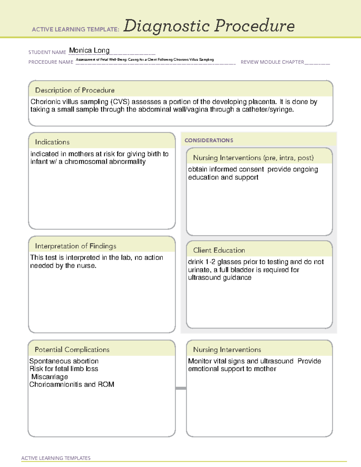 Chorionic villus Diagnostic - maternal newborn - ACTIVE LEARNING ...
