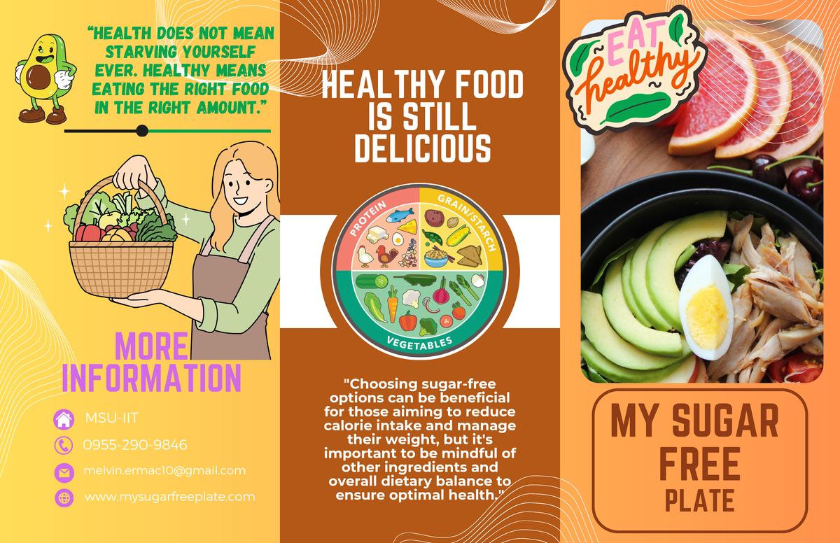White And Brown Modern Healthy Food Restaurant Brochure - MY SUGAR FREE ...
