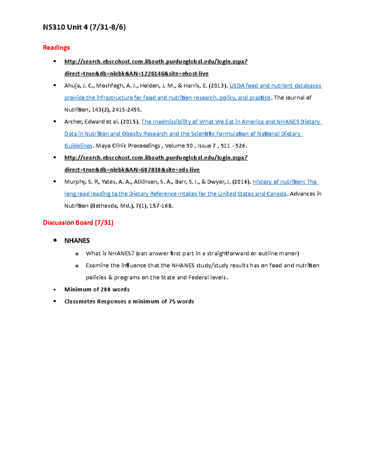 NS310 Unit 4 - Unit 4 Assignment - NS310 Unit 4 (7/31-8/6) Readings - Studocu