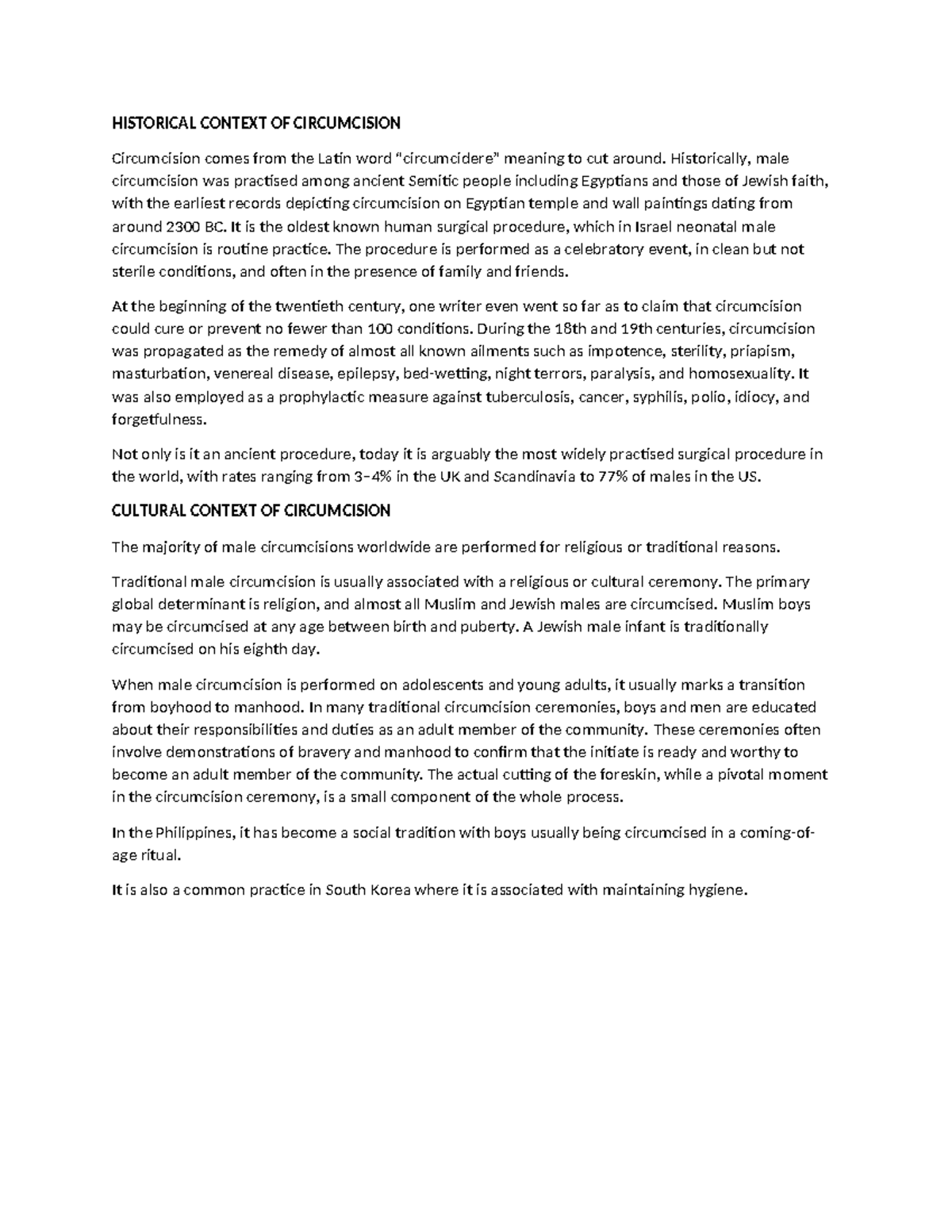 Historical & Cultural Context - HISTORICAL CONTEXT OF CIRCUMCISION ...