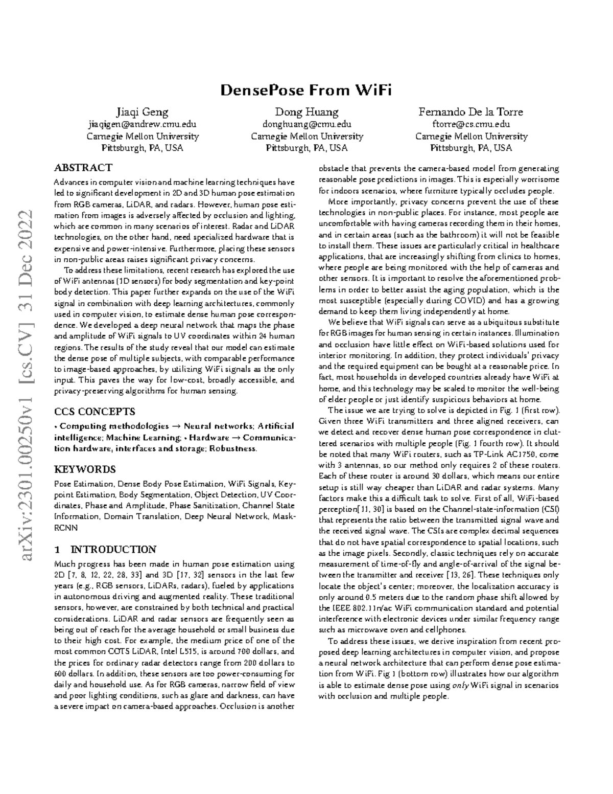 2301 - DensePose From WiFi Jiaqi Geng jiaqigen@andrew.cmu Carnegie ...