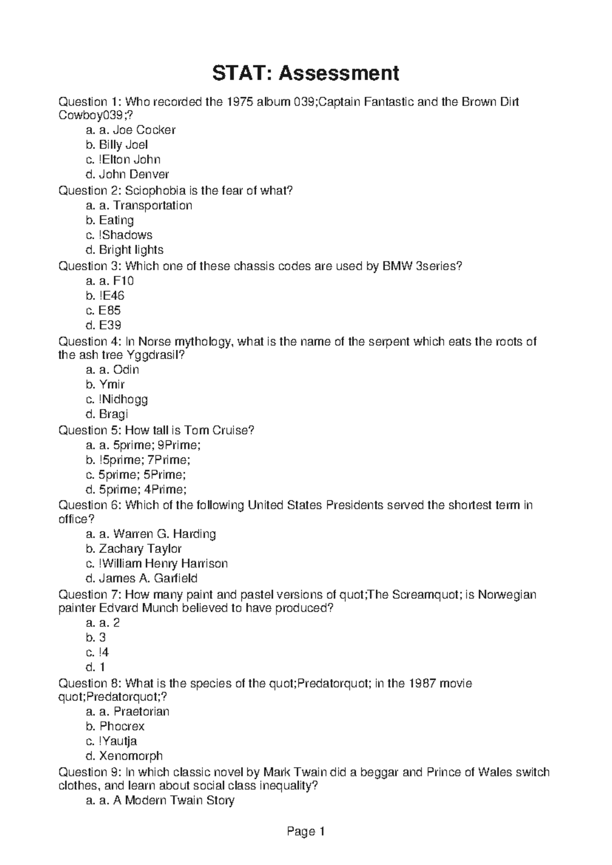 STAT206 Summary 7 - acccounting - STAT: Assessment Question 1: Who ...